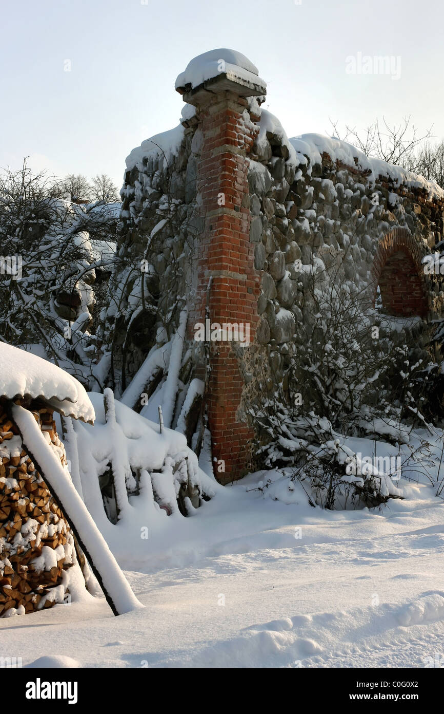 Ruins of ancient walls in winter Stock Photo - Alamy