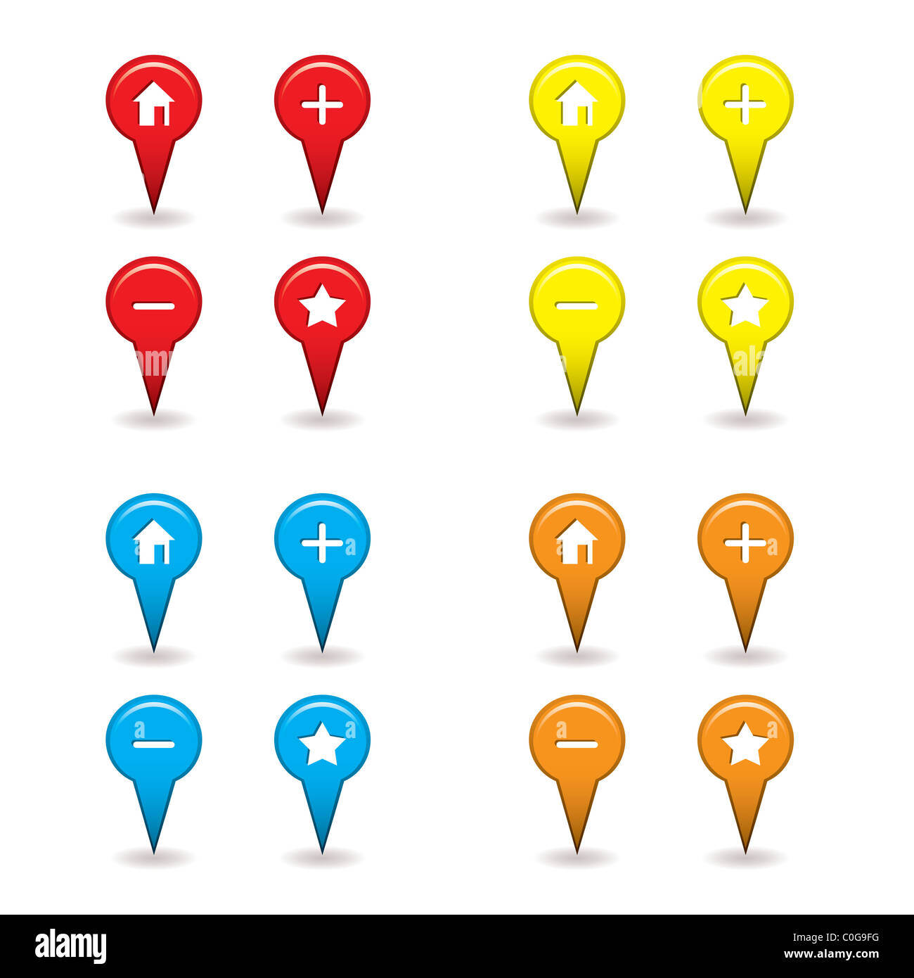 map pin icons with drop shadow ideal for satellite navigation Stock ...