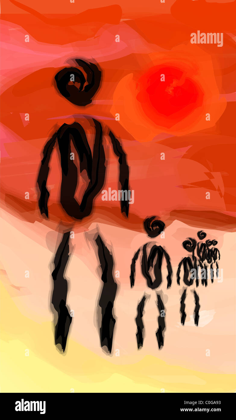Digital painting of people march. The artist feels that the people are ...