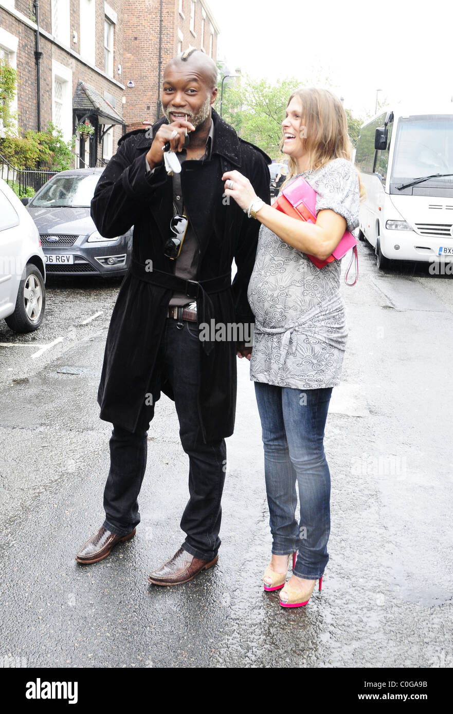 Djibril Cisse and Jude Littler leaving the launch of Stella McCartney's ...