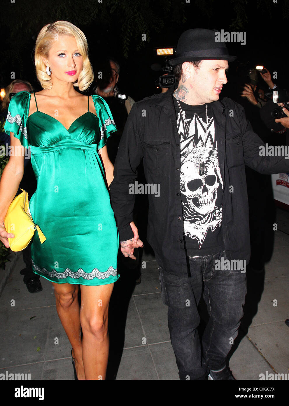 Paris Hilton and Benji Madden leaving the Crown Bar in West Hollywood ...