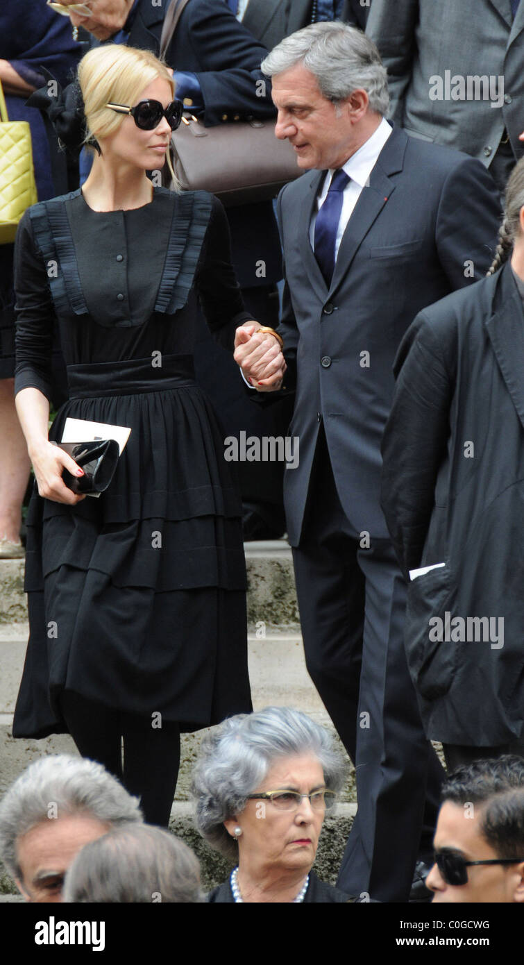 Claudia Schiffer and Yves Carcelle attends the funeral of French ...