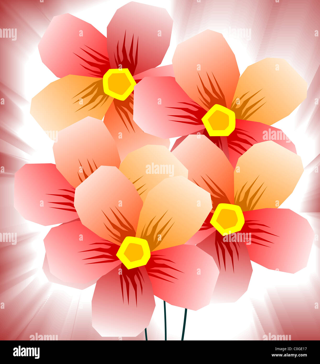 Digital painting of flowers. The artist is experiencing the beauty of a ...