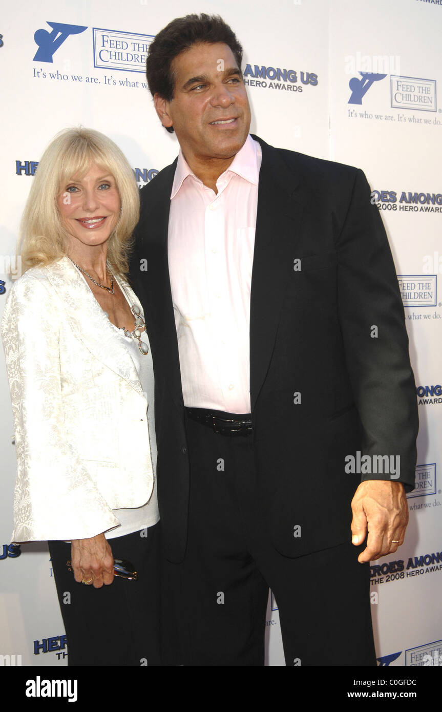 Lou Ferrigno with his wife Carla The 2008 HERO Awards held at Universal ...