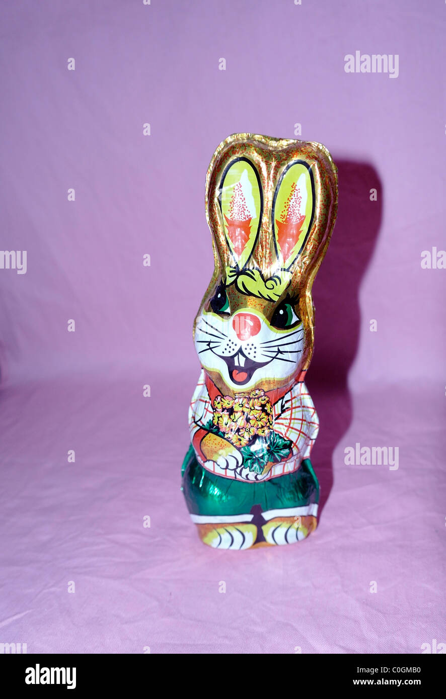Chocolate hare in a colorful wrapper Stock Photo - Alamy