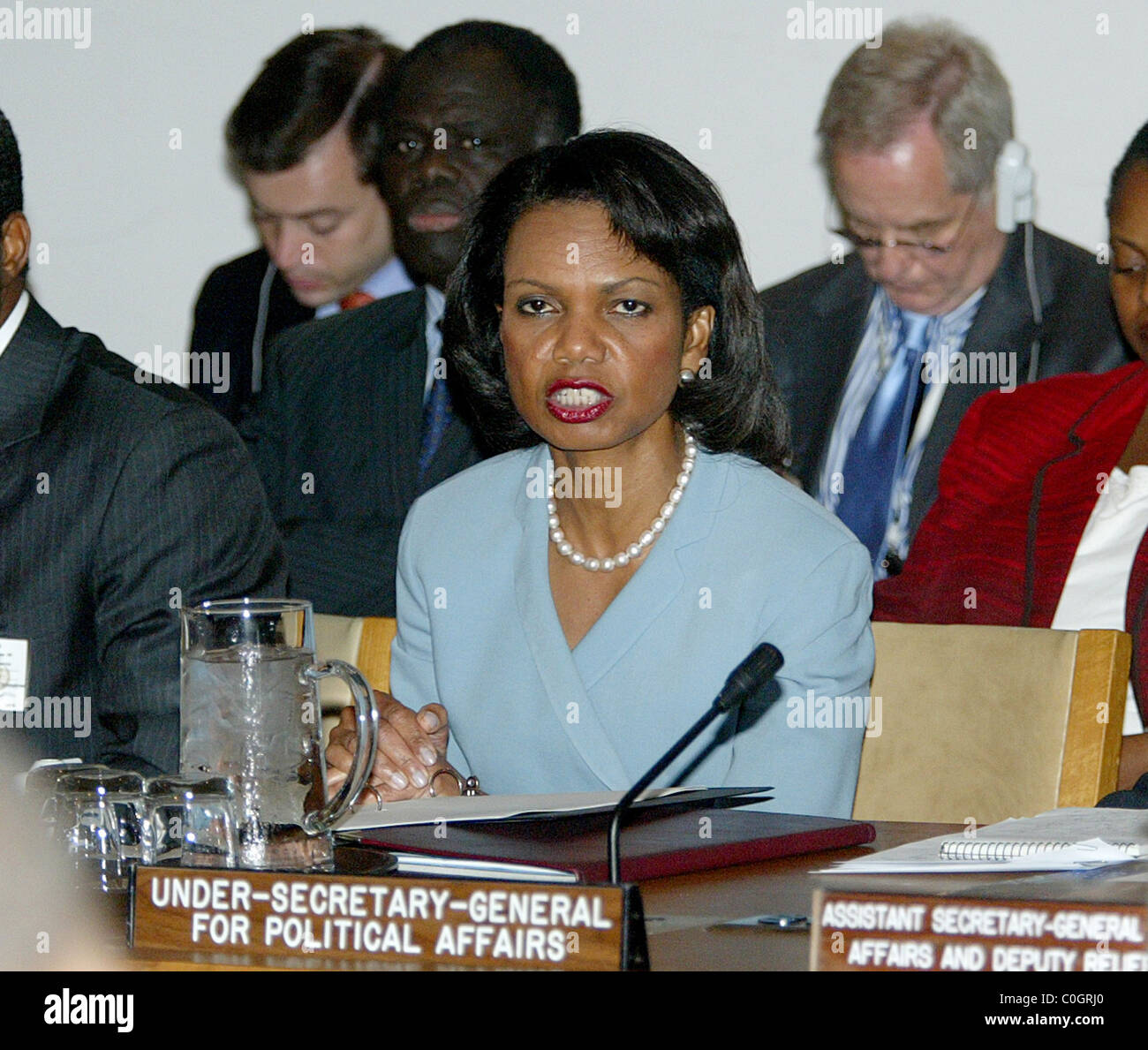 US Secretary of State Condoleezza Rice attends a roundtable discussion ...