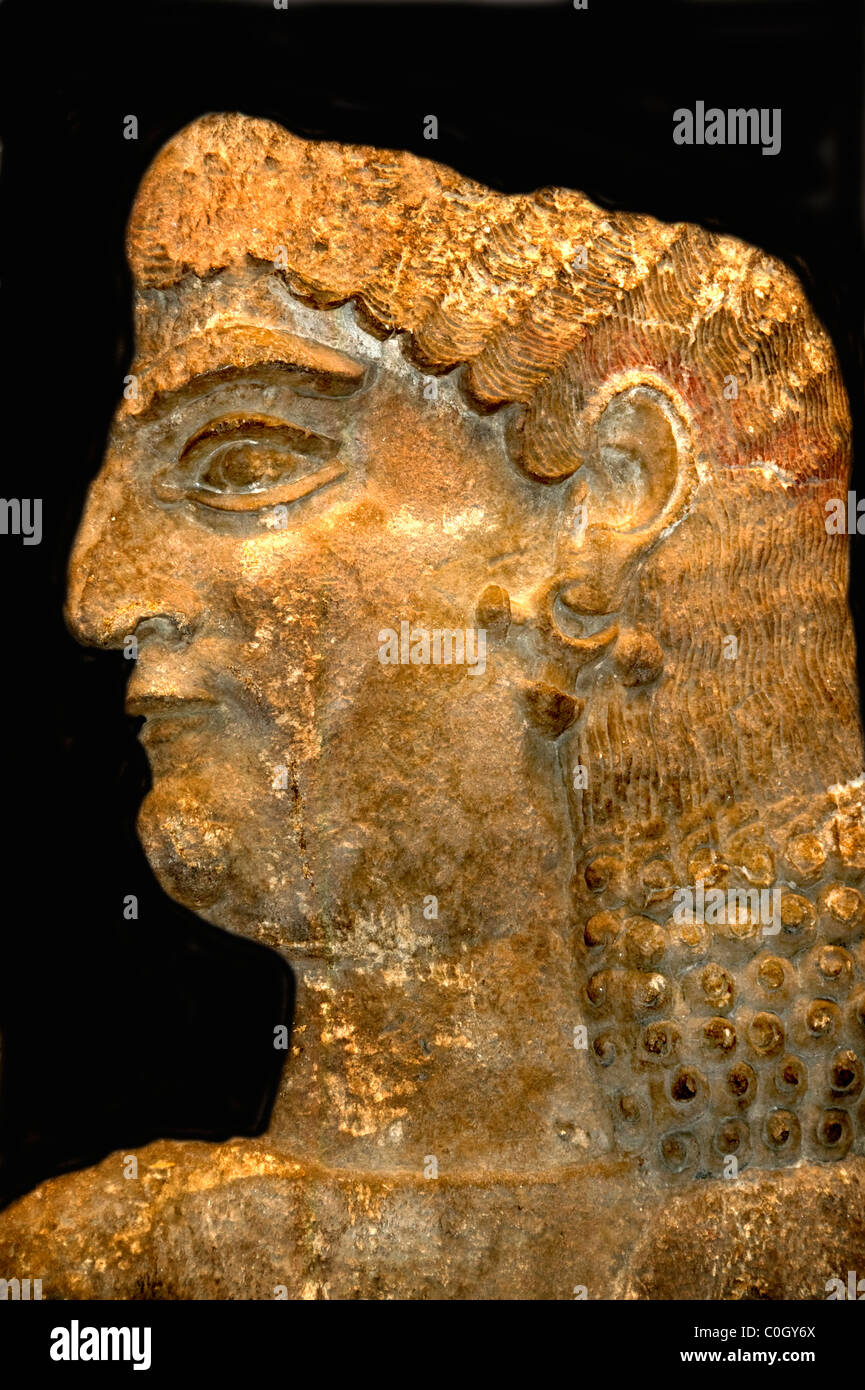 Basalt relief of man 875 850 BC Ashur Assyria Mesopotamia Iraq Stock ...