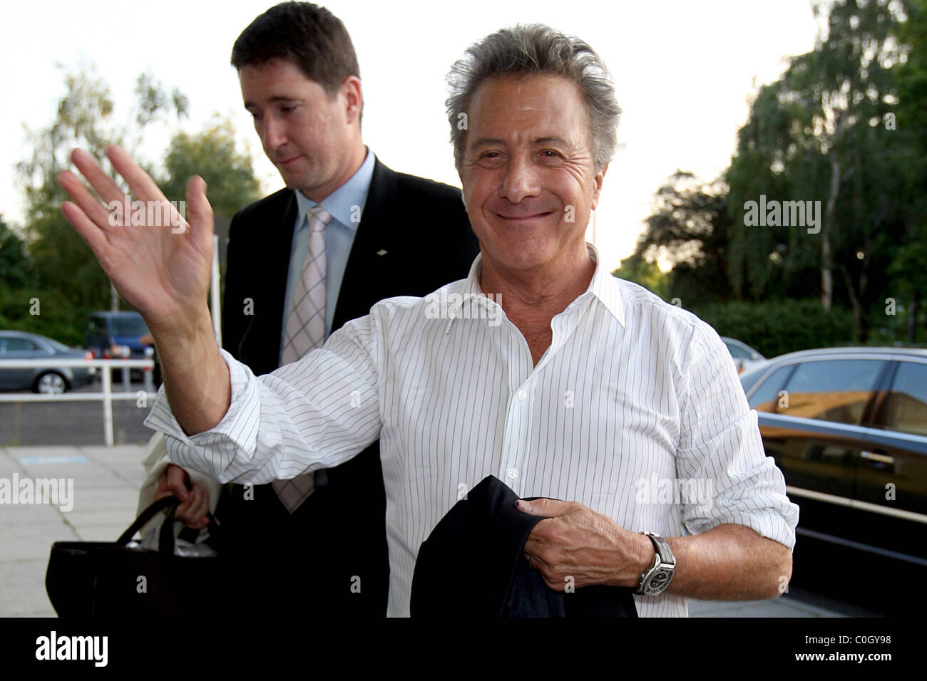 Dustin Hoffman arriving at Tempelhof Airport after the "Kung Fu Panda ...