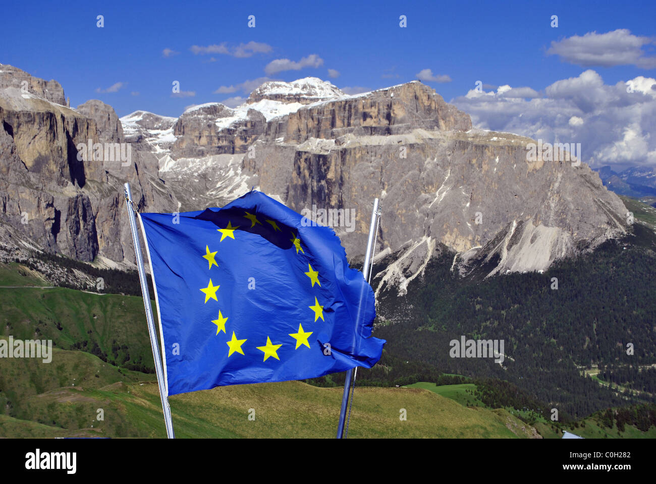 European flag in the Italian Alps Stock Photo - Alamy