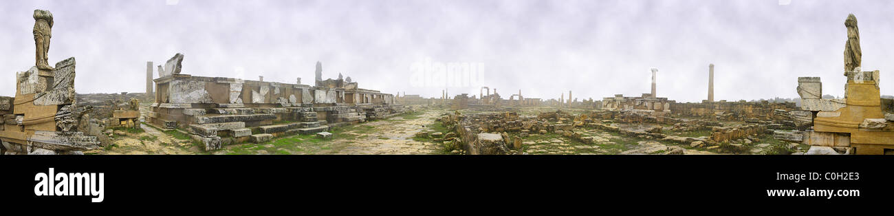 Cyrenaica Cyrene Libya . Ancient ruins and headless stone statues ...