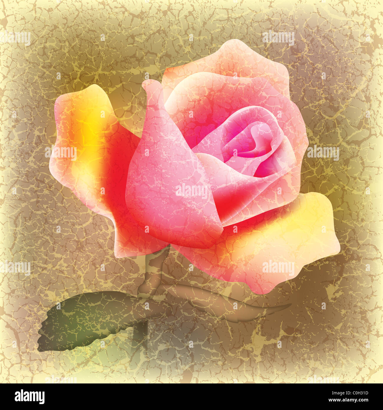 abstract grunge illustration with rose on cracked background Stock ...