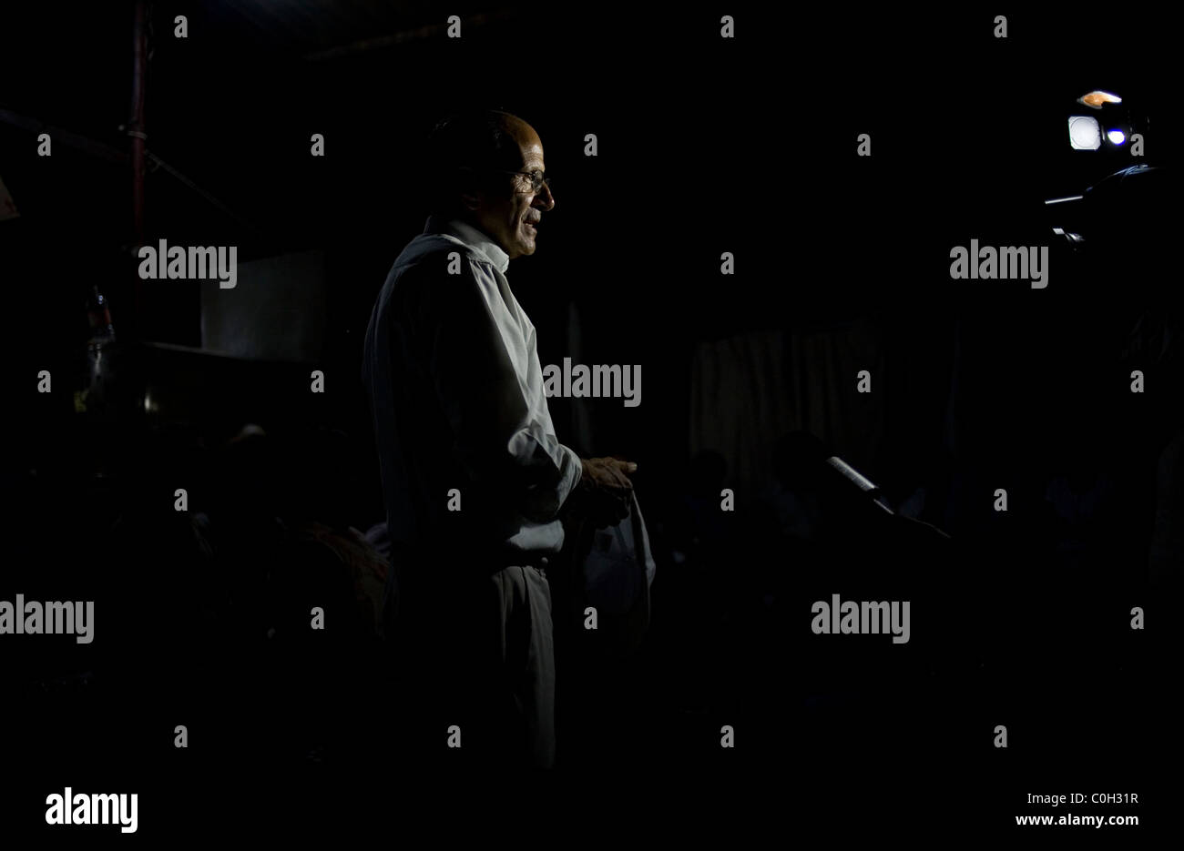 Catholic priest Alejandro Solalinde speaks with journalists at his ...