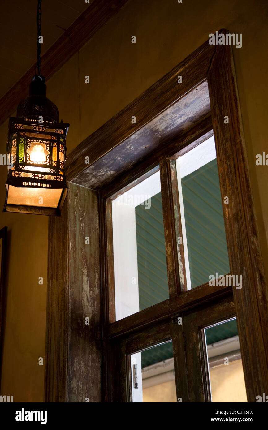 Lantern and Wooden window frame Stock Photo - Alamy