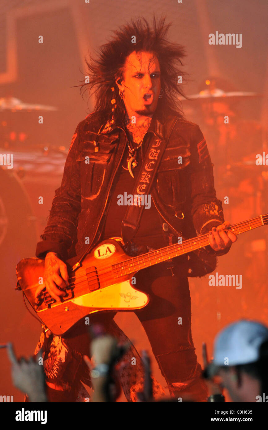 Guitarist Nikki Sixx of Motley Crue performing on the opening night of ...