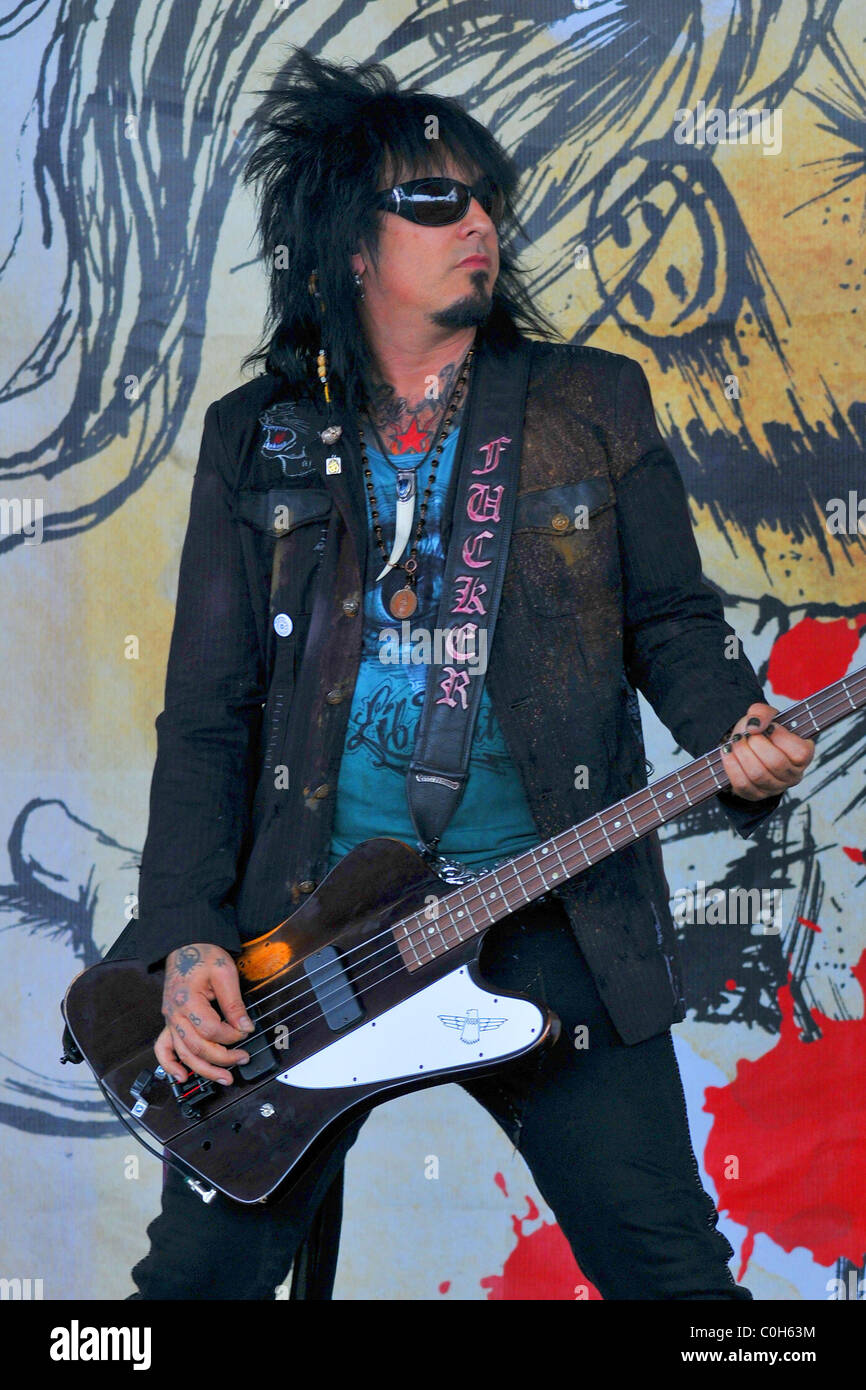 Guitarist Nikki Sixx of Sixx A.M. performing on the opening night of ...
