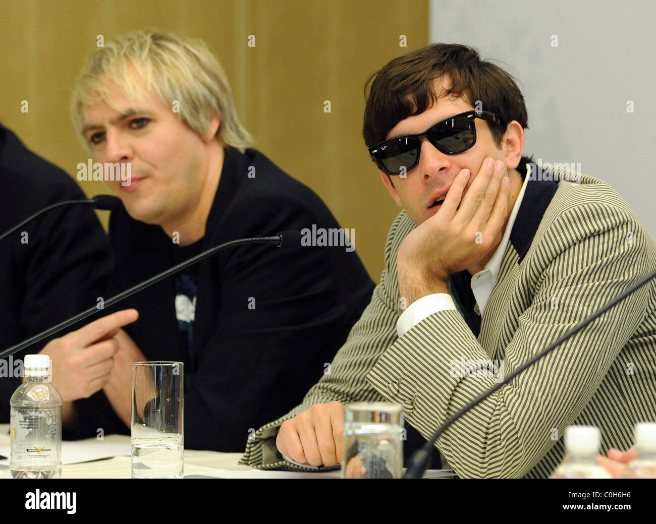 Nick Rhodes of Duran Duran with Mark Ronson at a press conference ...
