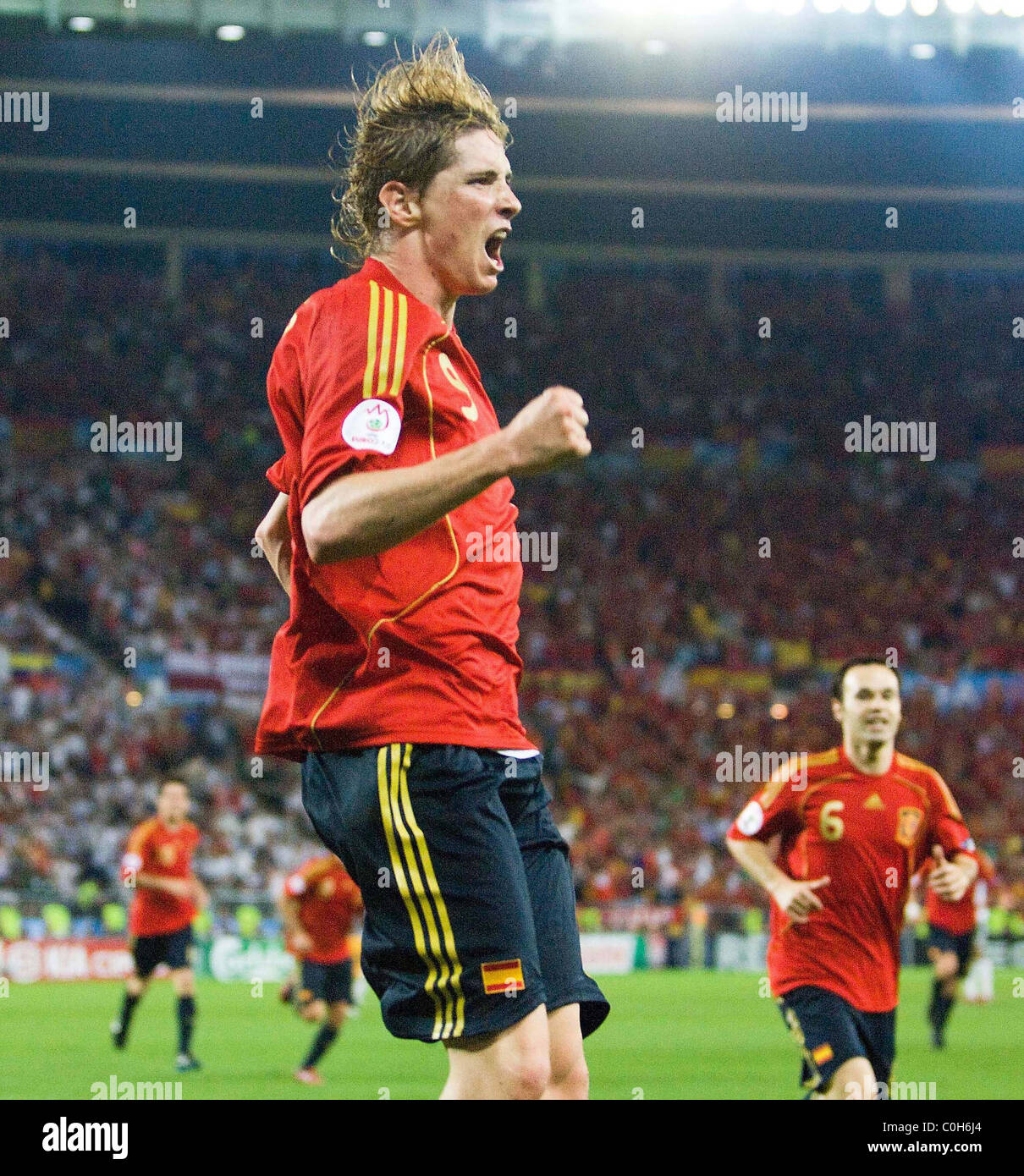 Fernando Torres of Spain celebrates his goal in the final of the Euro ...