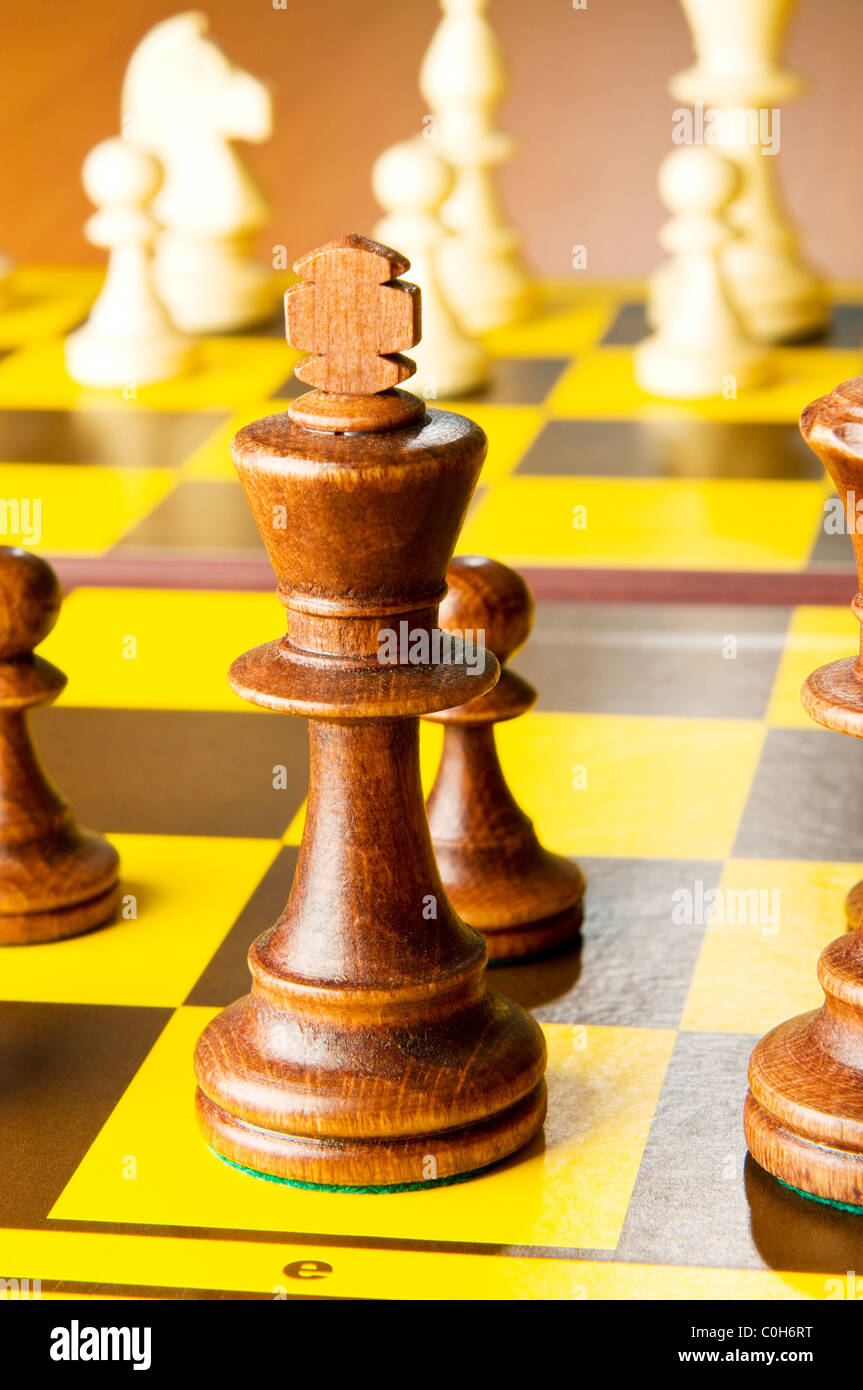 Set of chess figures on the playing board Stock Photo - Alamy