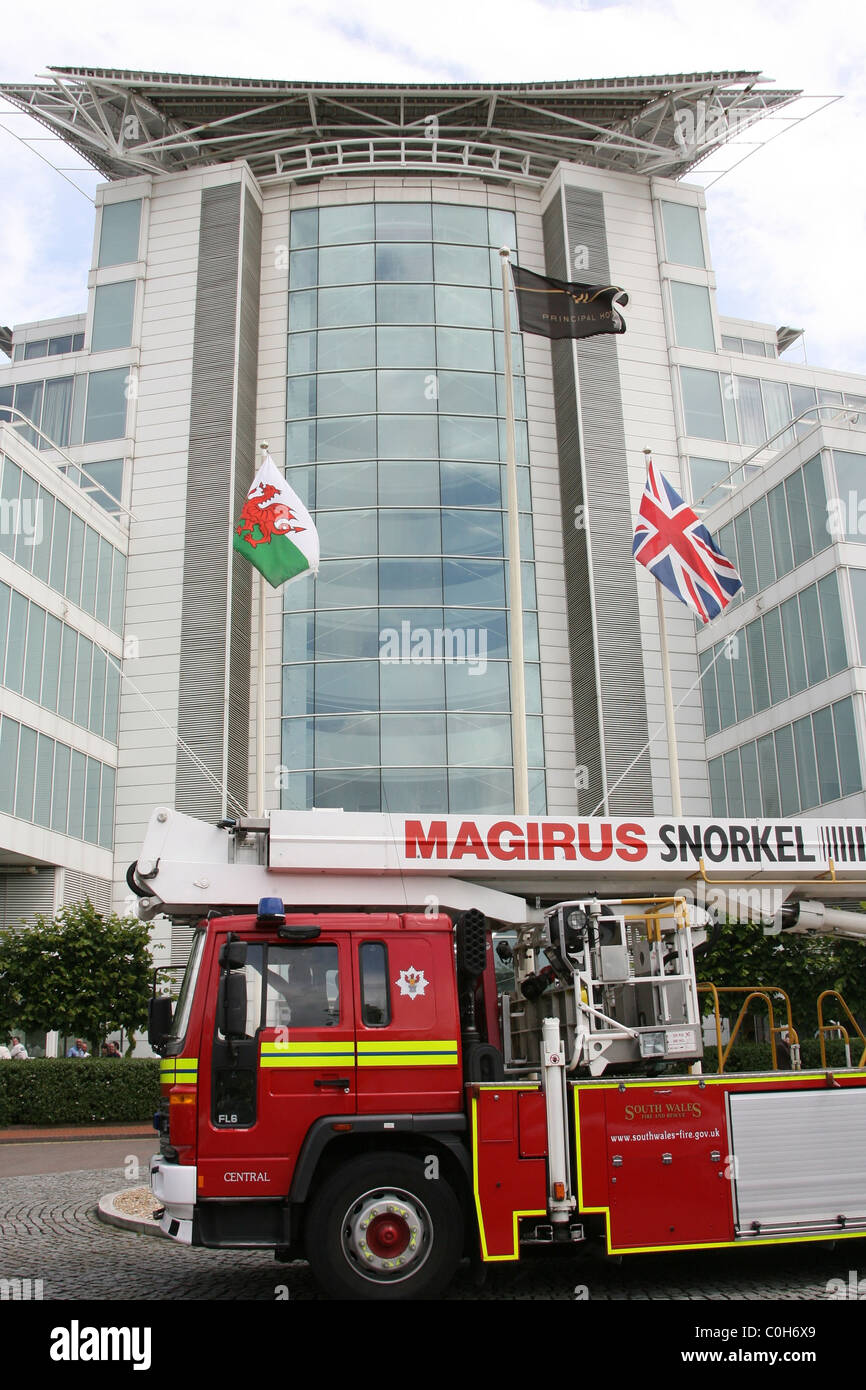 Fire Engines arrive at the hotel where the X Factor judges are staying ...
