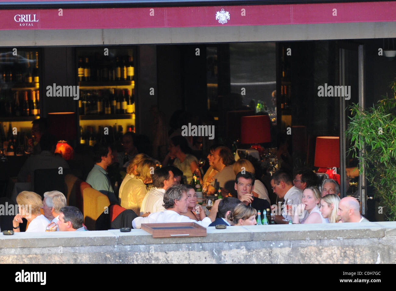 Pierce Brosnan having dinner with friends at Grill Royal restaurant ...