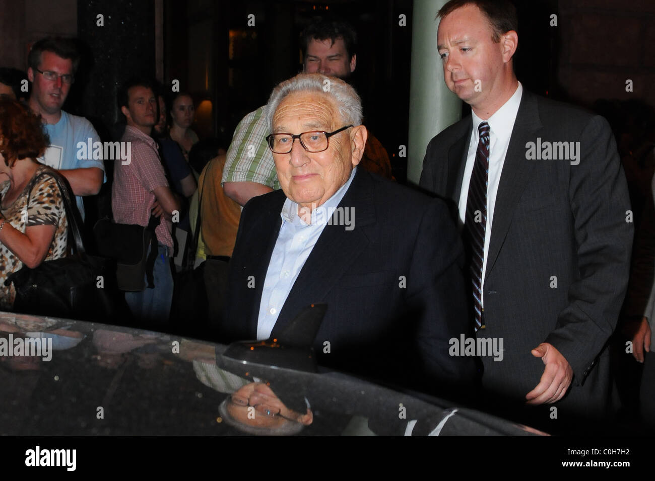 Henry Kissinger leaving Borchardt restaurant around 1am in the morning ...