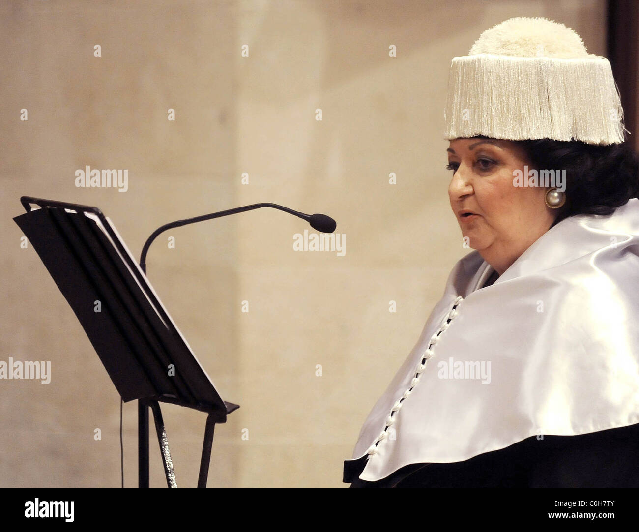 Opera singer Montserrat Caballe is presented with an honourary ...