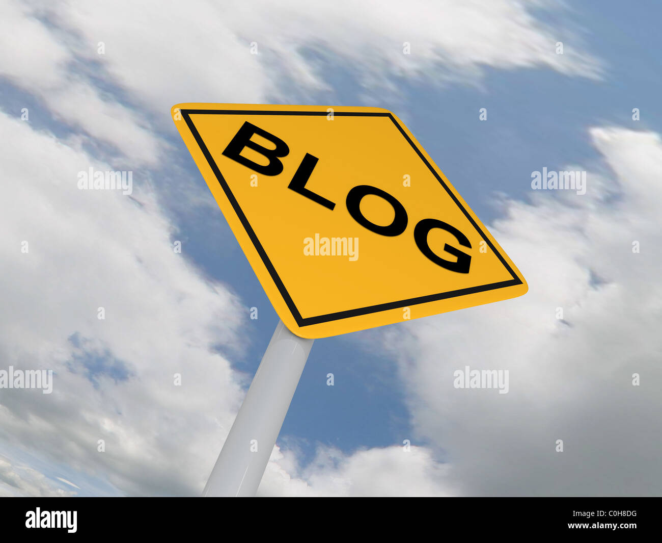 Traffic Sign Blog Ahead Stock Photo - Alamy