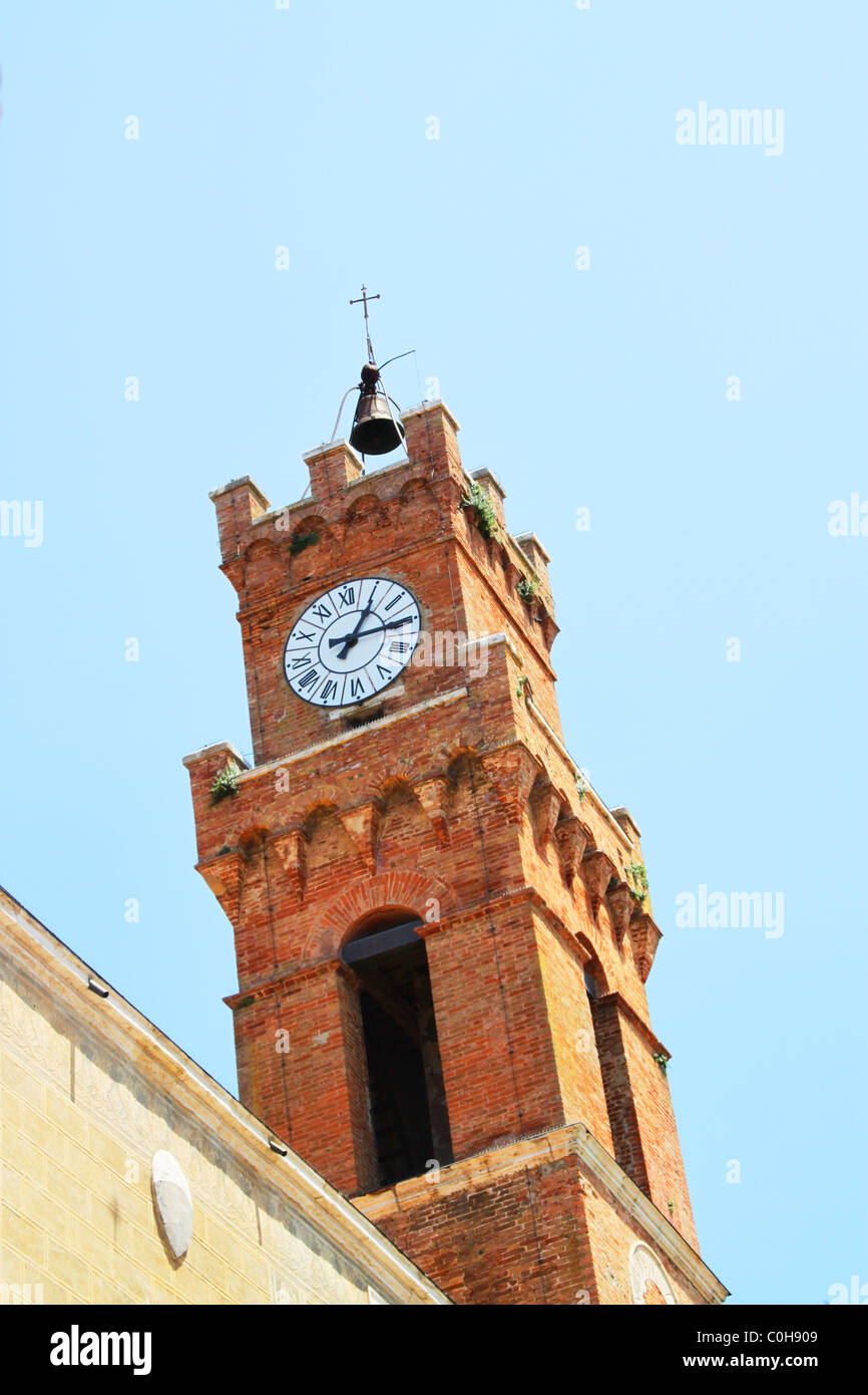 Duomo clock tower, Pienza, Tuscany, Italy Stock Photo - Alamy