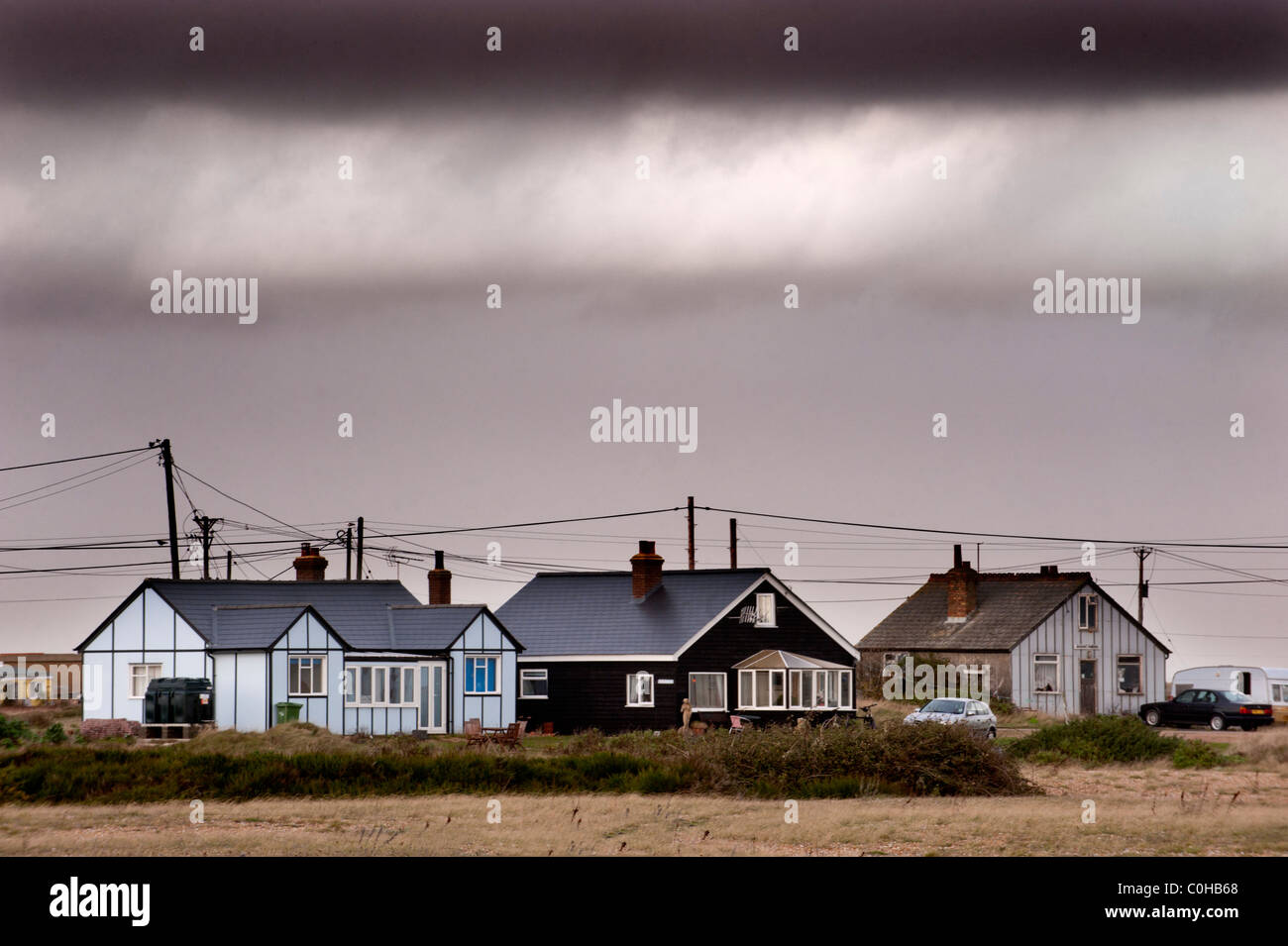 Cottages on the shingle at Dungeness Stock Photo - Alamy