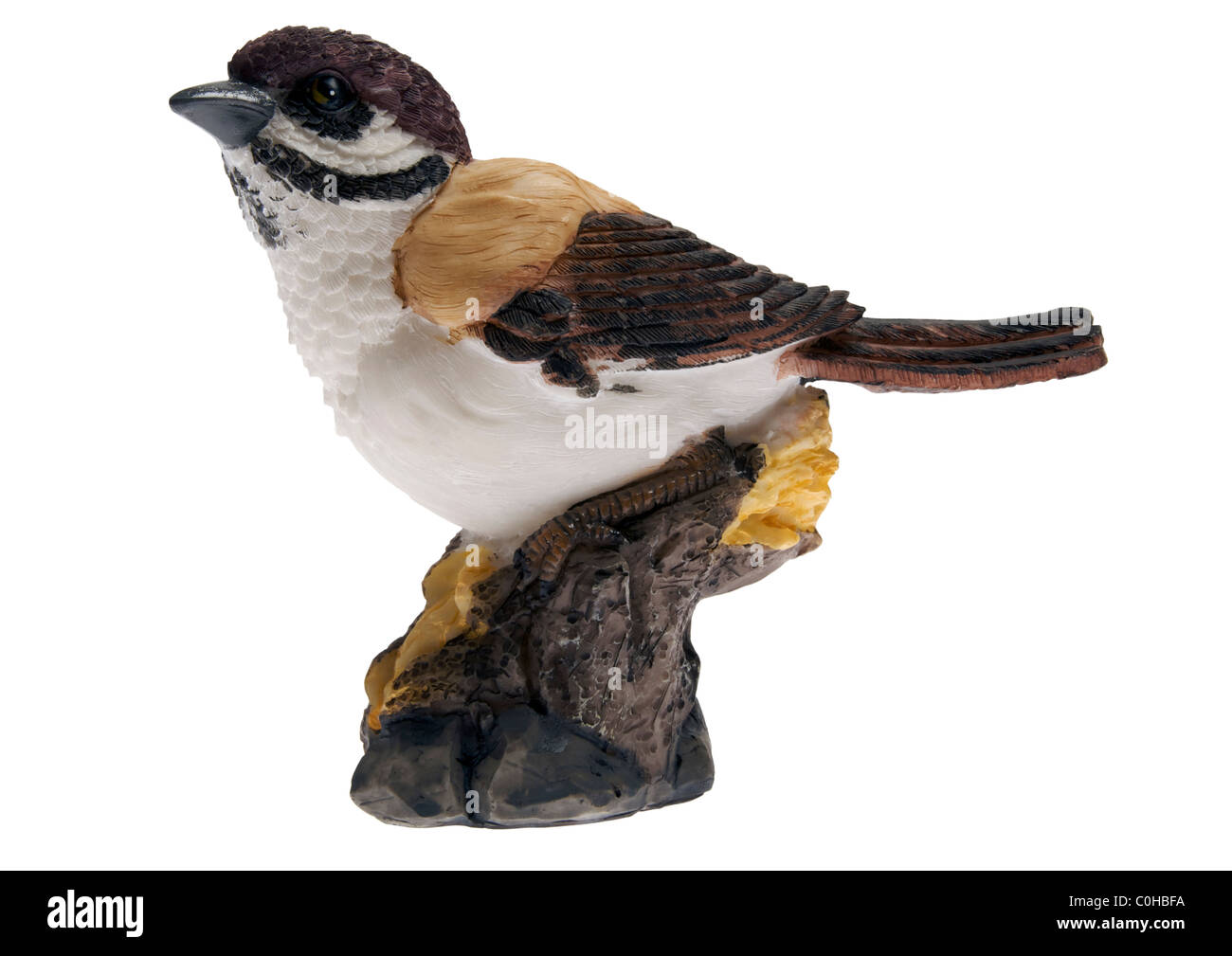 Resin bird figurine on white background Stock Photo - Alamy