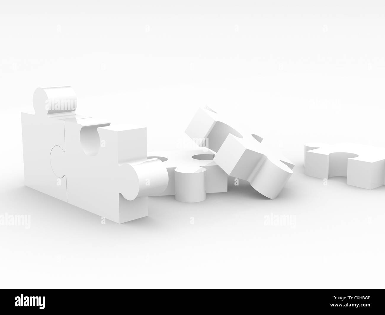 White Jigsaw Puzzle pieces on white Background Stock Photo - Alamy