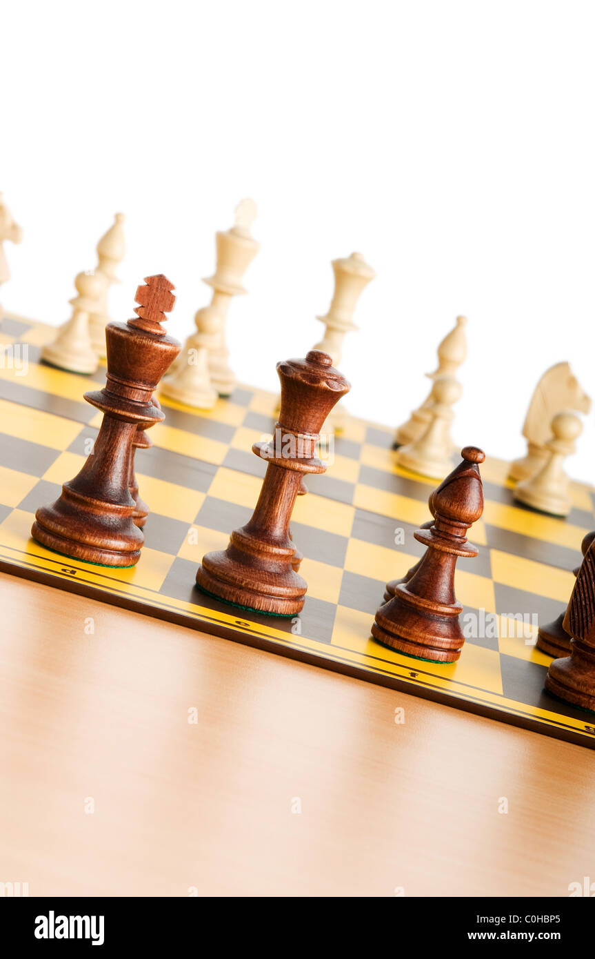 Set of chess figures on the playing board Stock Photo - Alamy