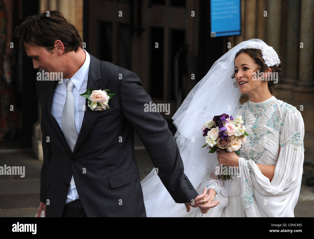 Jack MacDonald becomes entangled in Leah Wood's wedding dress The ...