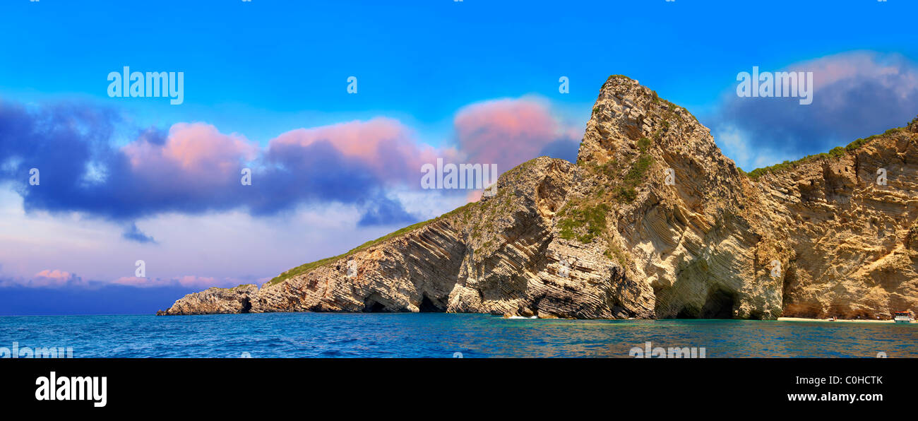Sedimentary Rock formations of the cliffs of Paleokastritsa Corfu ...