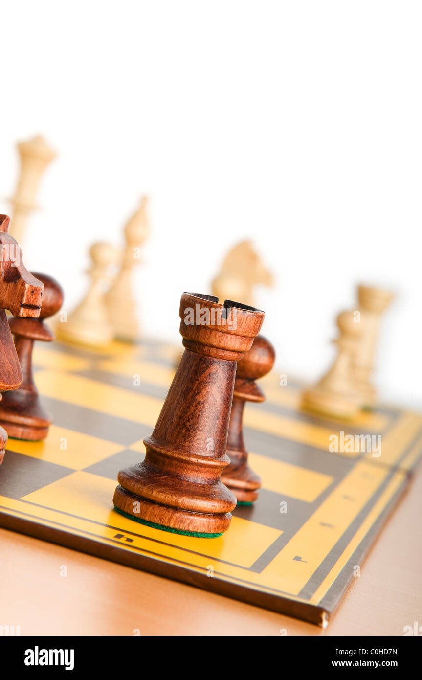 Set of chess figures on the playing board Stock Photo - Alamy