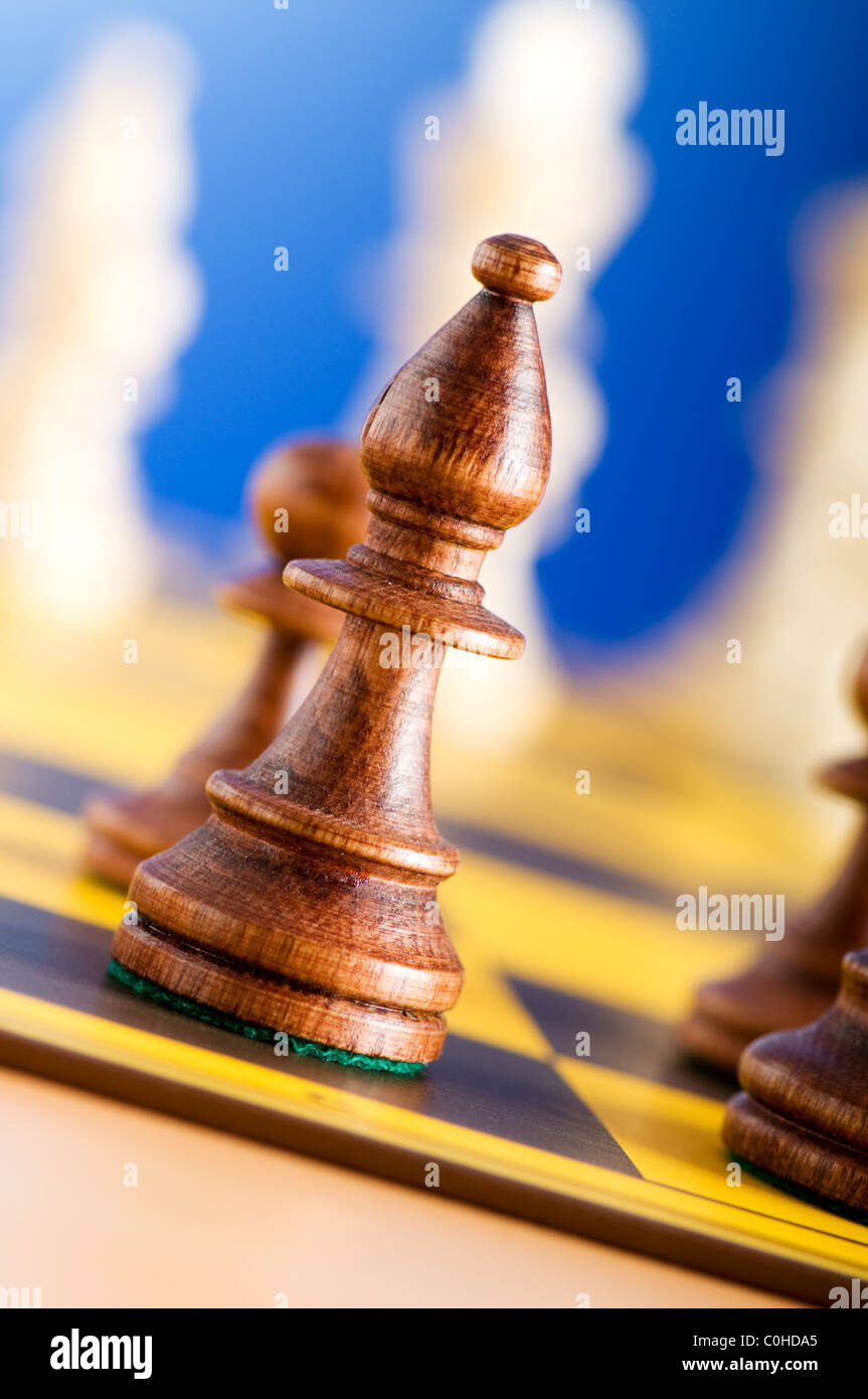 Set of chess figures on the playing board Stock Photo - Alamy