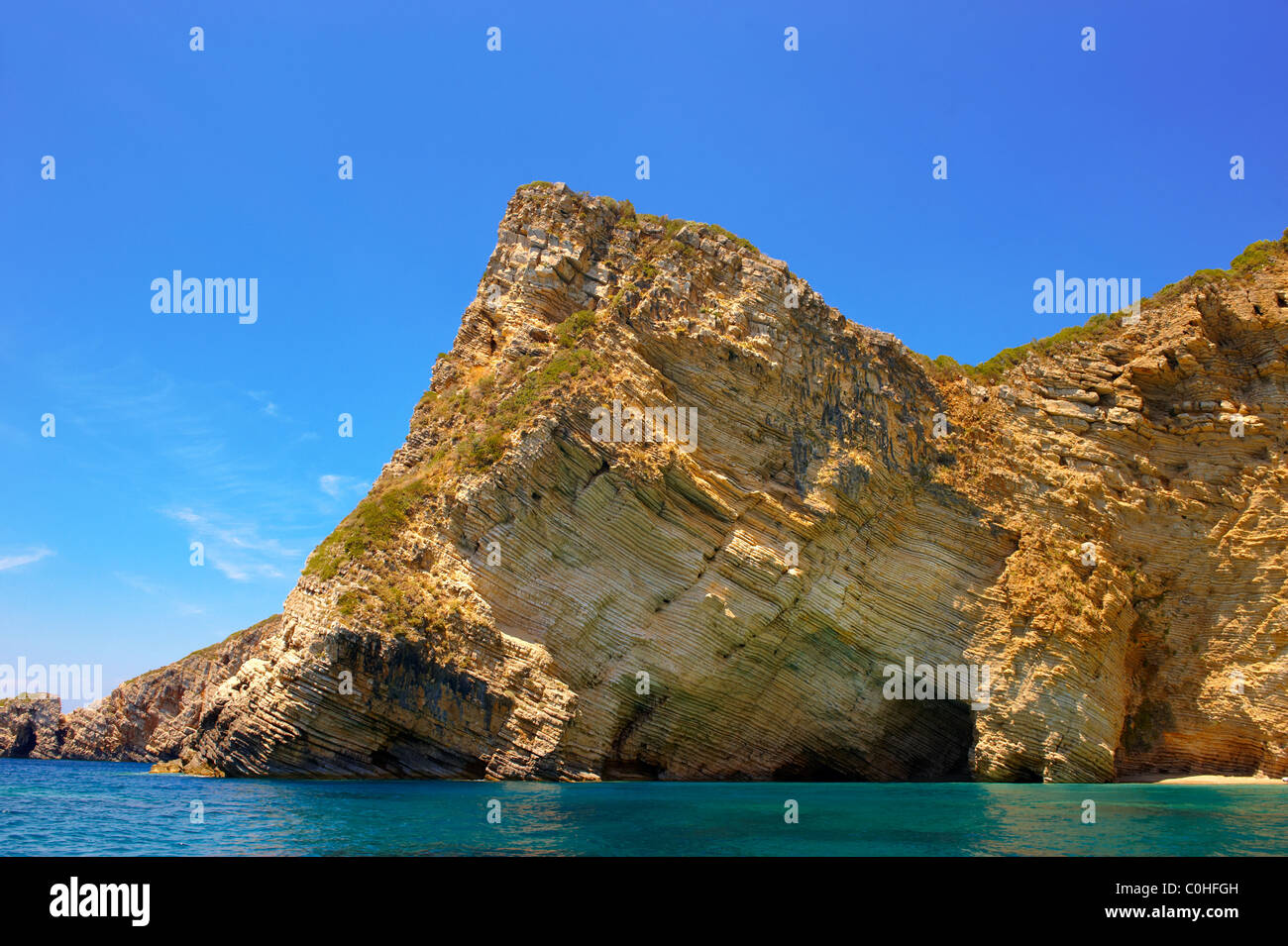 Sedimentary Rock formations of the cliffs of Paleokastritsa Corfu ...