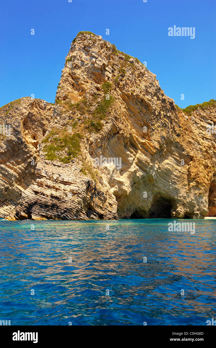 Sedimentary Rock formations of the cliffs of Paleokastritsa Corfu ...