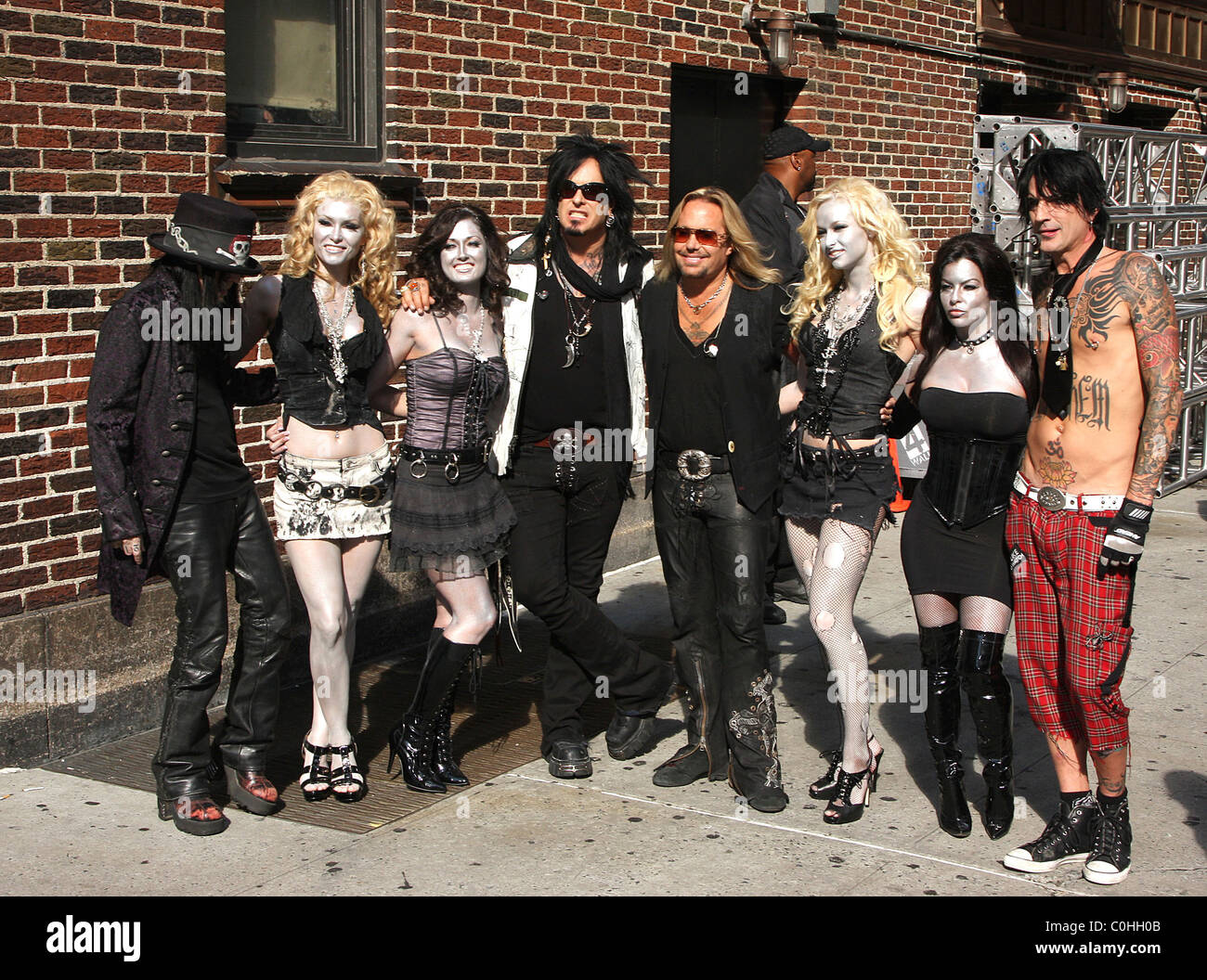 Motley Crue (Mick Mars, Nikki Sixx, Vince Neil, Tommy Lee) outside the ...