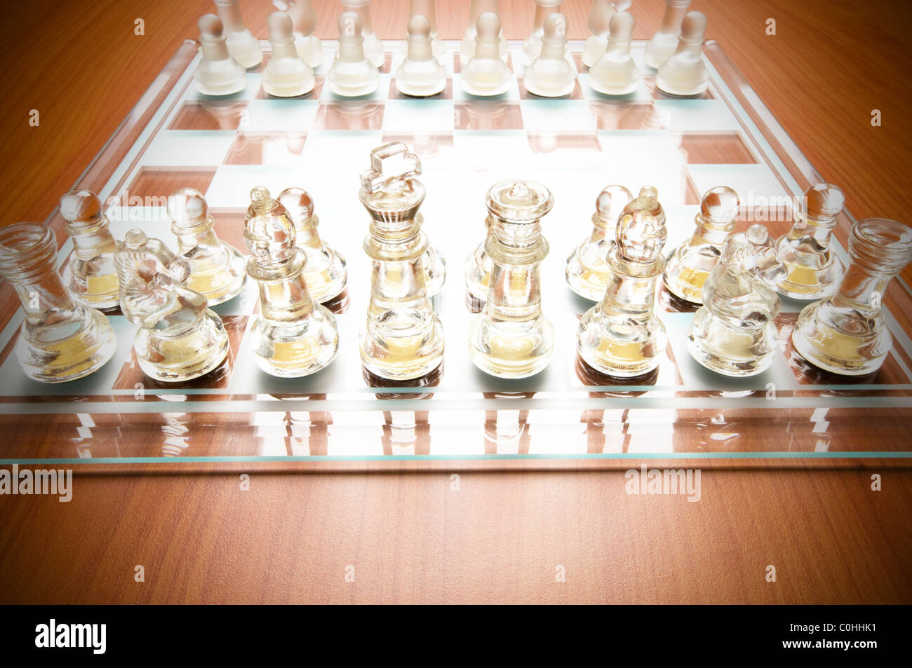 Set of chess figures on the playing board Stock Photo - Alamy