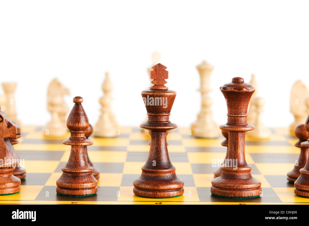 Set of chess figures on the playing board Stock Photo - Alamy