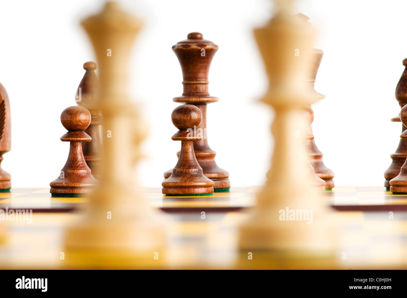 Set of chess figures on the playing board Stock Photo - Alamy