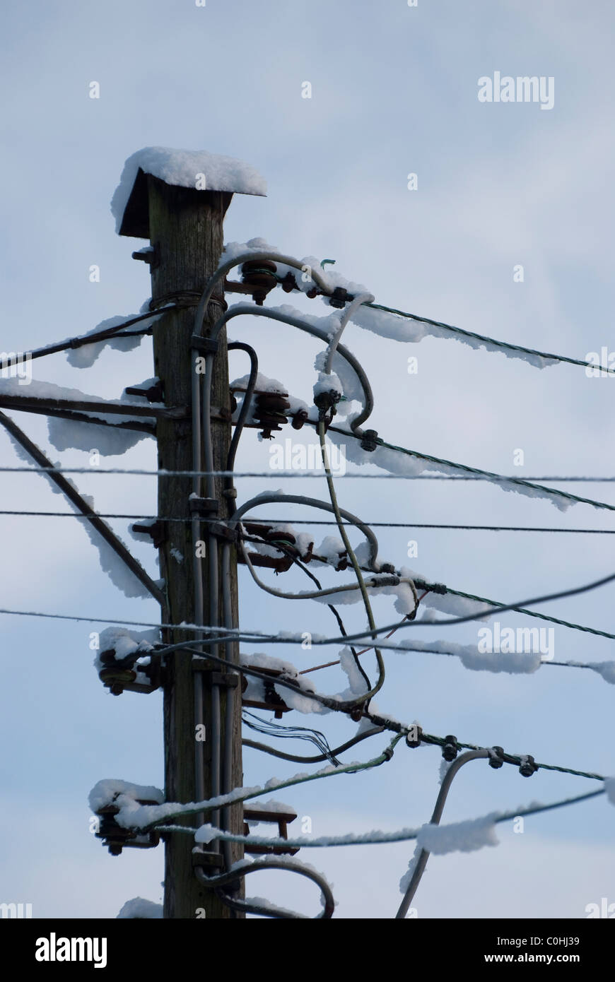 telegraph pole in the snow Stock Photo - Alamy