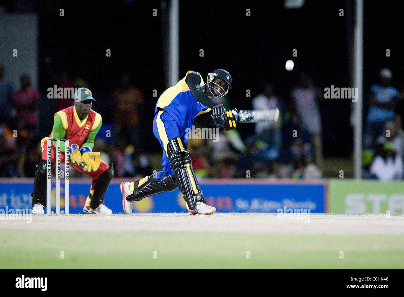 Batsman Jonathan Carter drivesStanford 20/20 cricket tournament 2007/08 ...