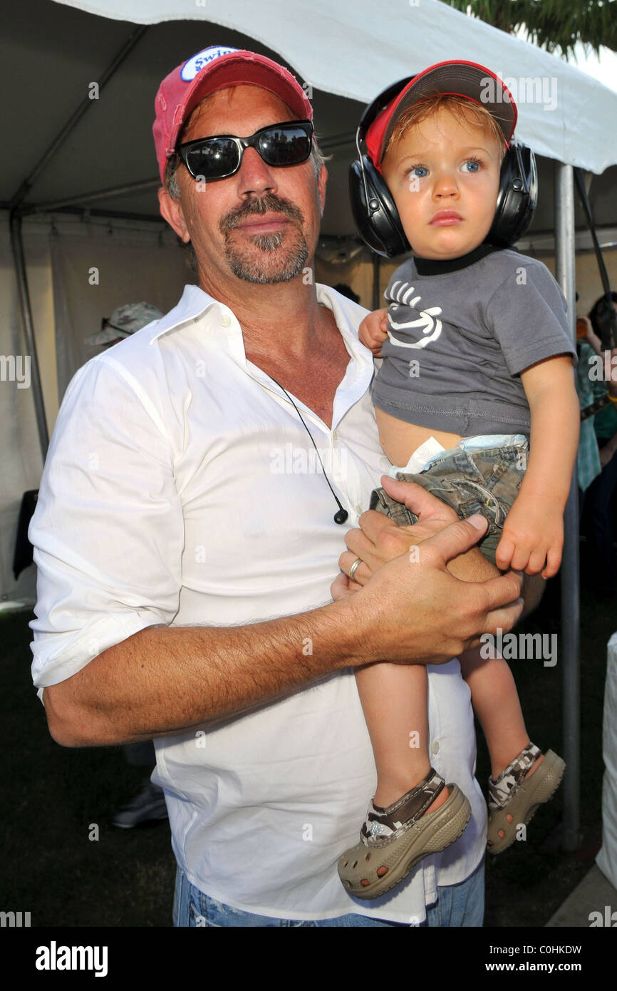 Kevin Costner and Cayden Costner at the NASCAR Sprint Cup Series Coke ...