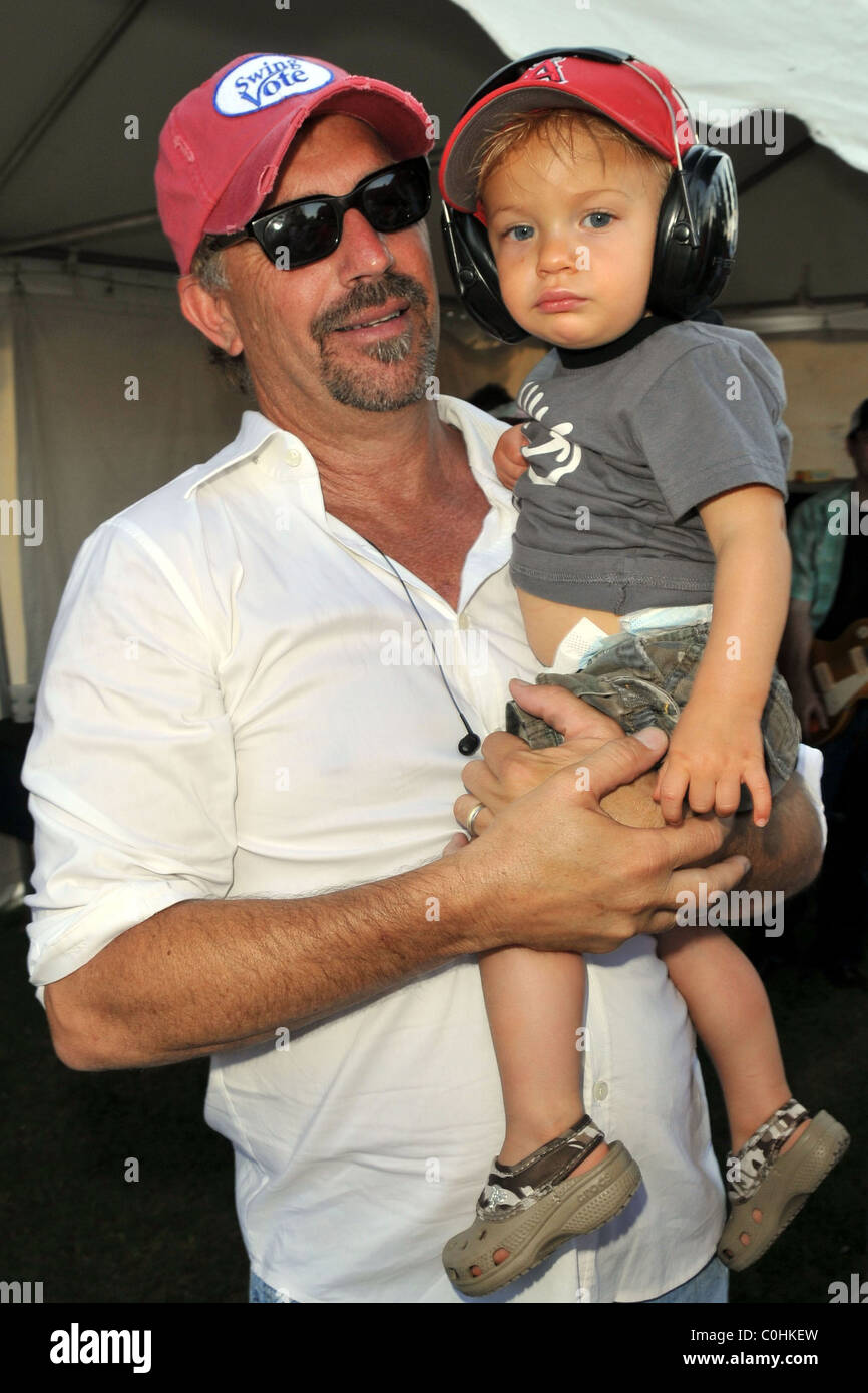 Kevin Costner and Cayden Costner at the NASCAR Sprint Cup Series Coke ...