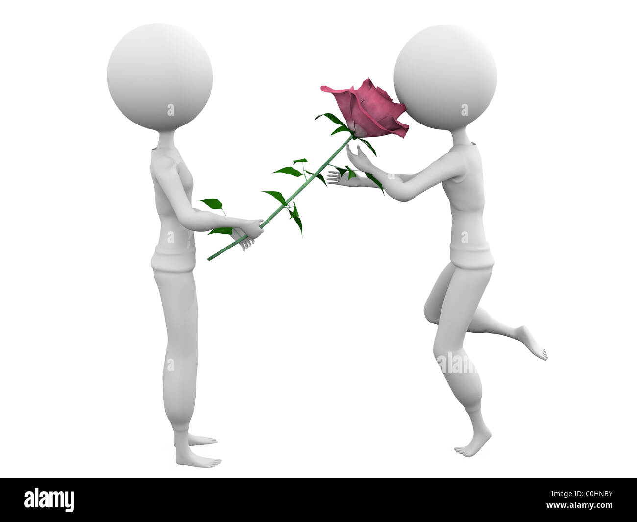3D Human gives a rose to his beloved one Stock Photo - Alamy
