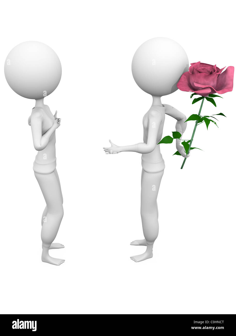 3D Human gives a rose to his beloved one Stock Photo - Alamy
