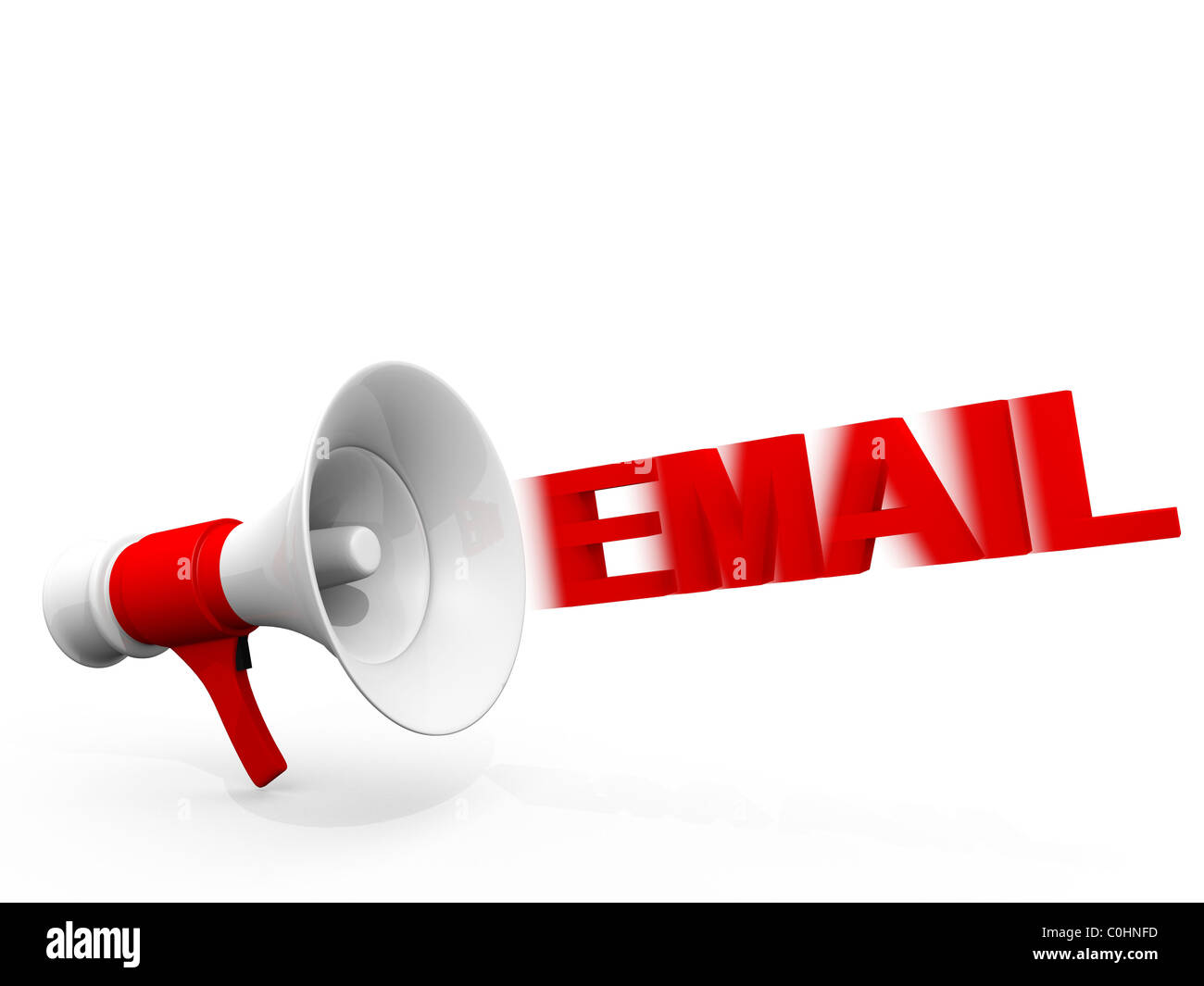 Megaphone shouts out loud the message EMAIL Stock Photo - Alamy