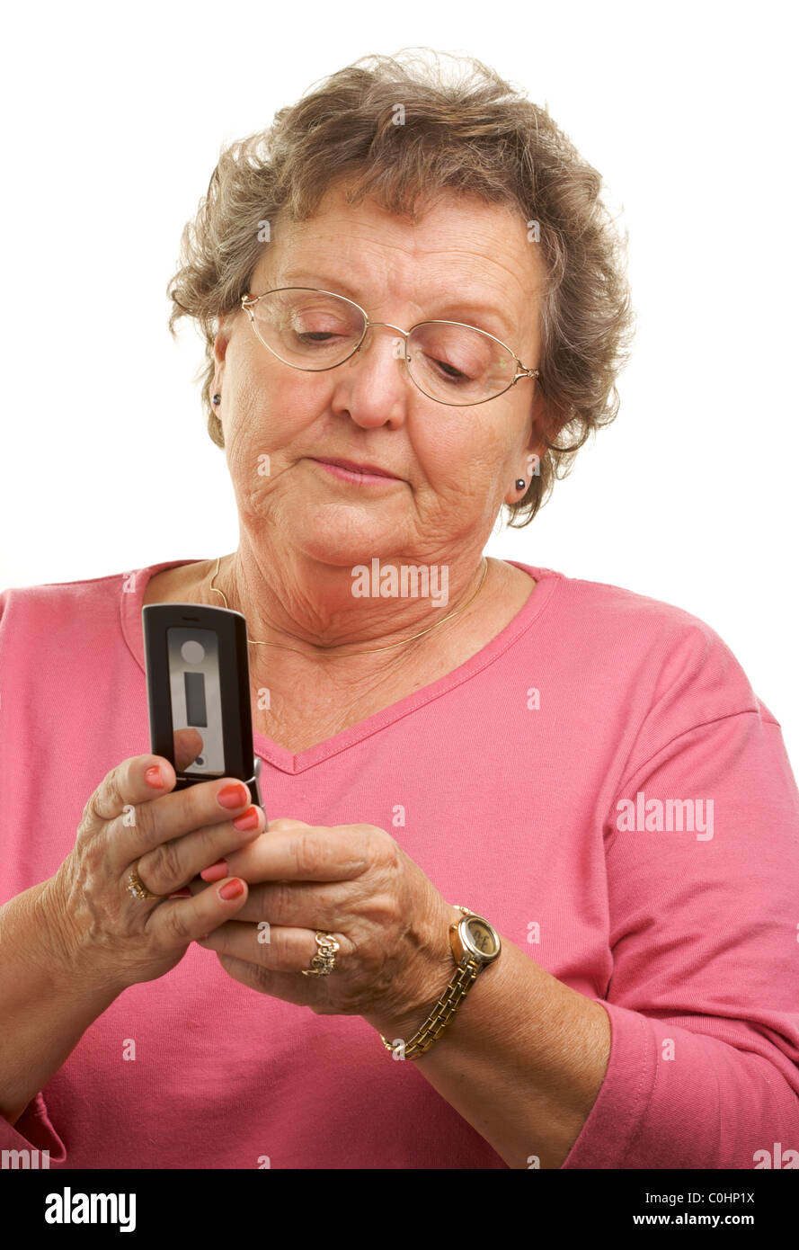 Mature woman business phone Cut Out Stock Images & Pictures - Alamy